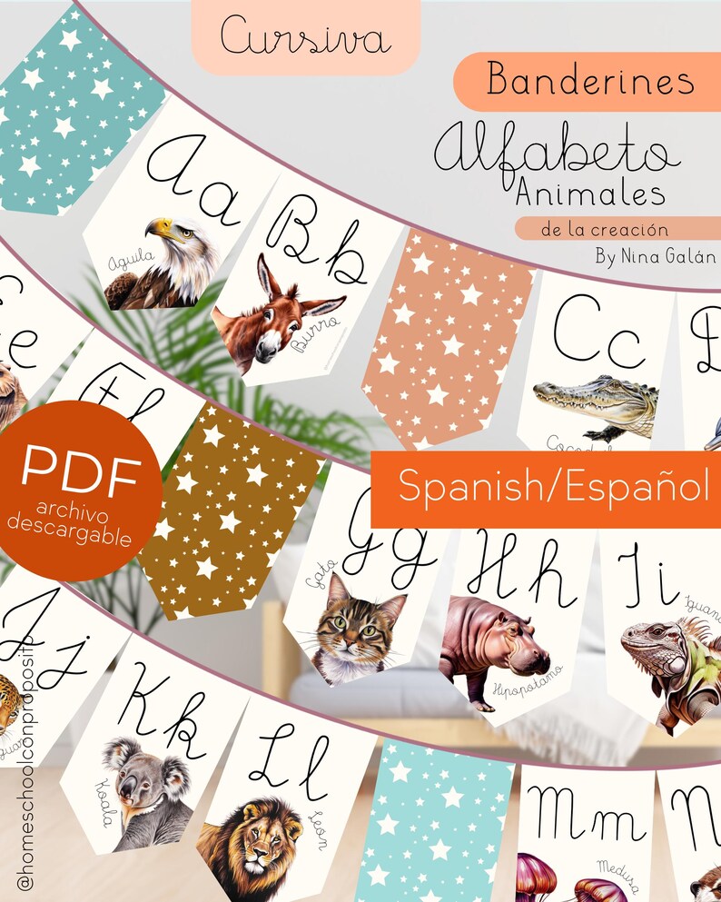 Animal Alphabet Banners | Cursive | Christian Educational Decoration ...