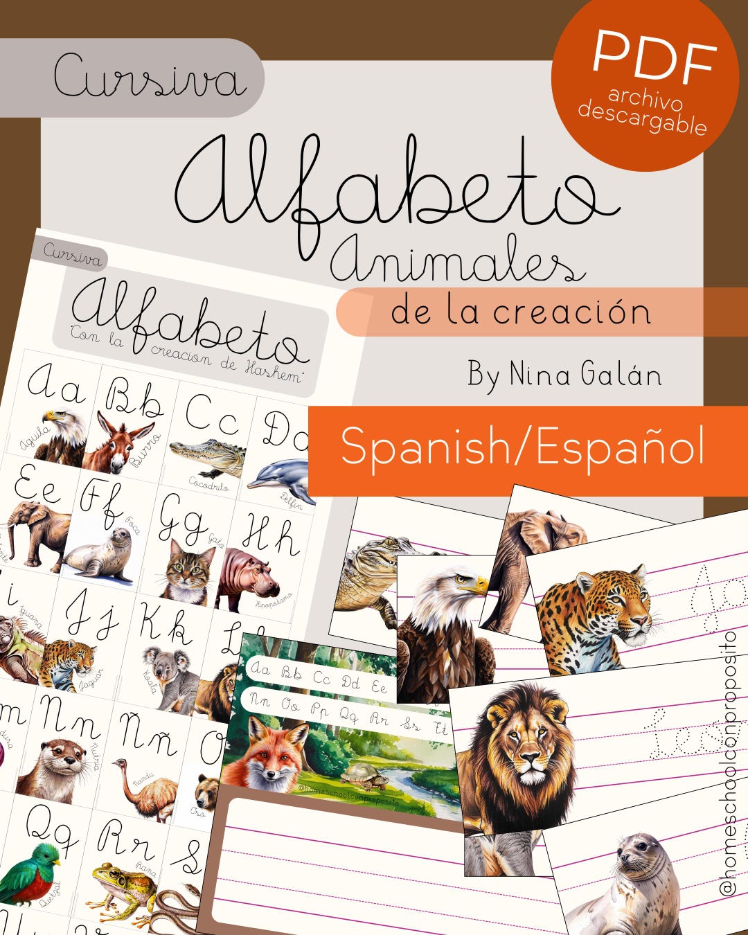 Educational Pack (cursive): Watercolor Bible Alphabet With Animals ...