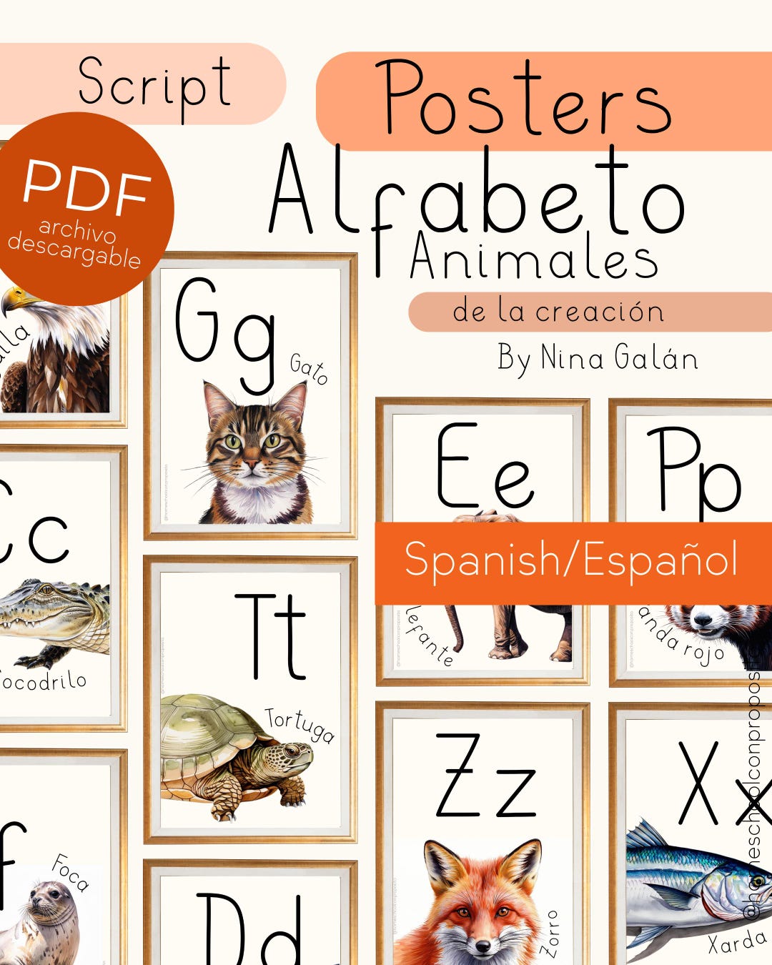 Bible Alphabet With Animals (SCRIPT) – Set of 27 Educational Posters ...