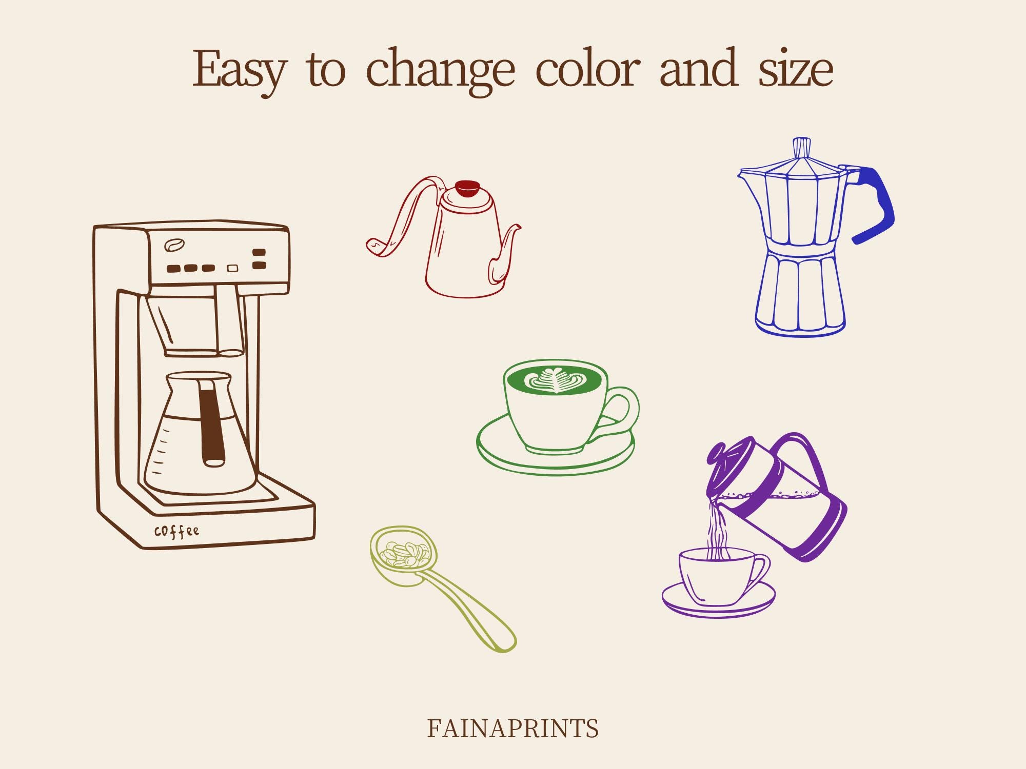 Coffee Line Art Clipart Set – Hand-drawn Cafe Illustrations - Etsy