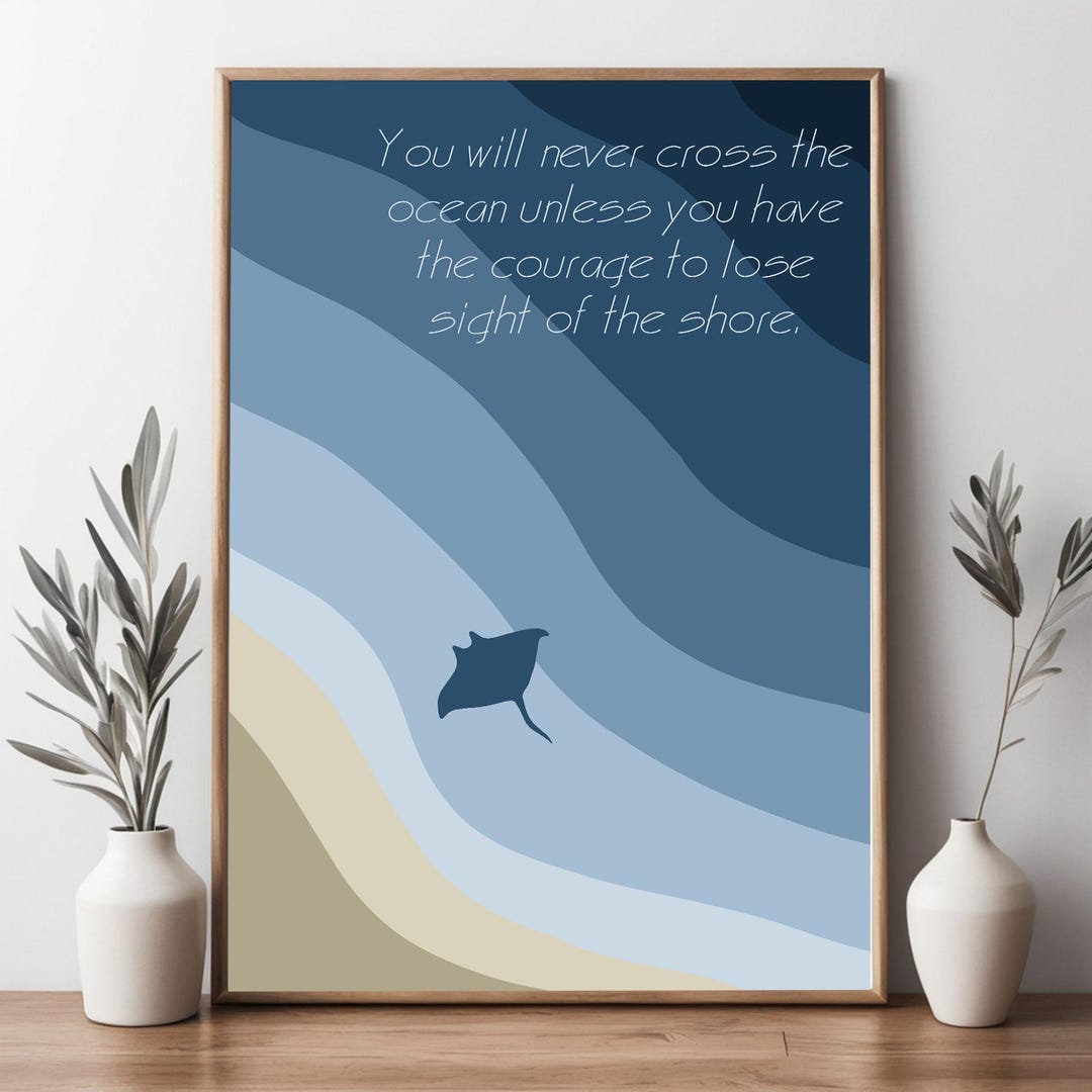 Ocean Motivational Quote Art Print: Minimalist Sea Decor (digital ...