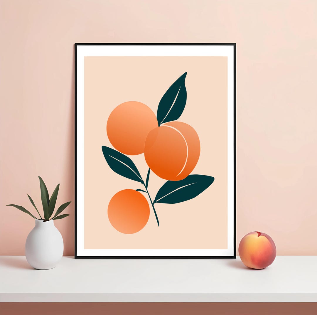 Apricot Poster | Minimalist Fruit Wall Art | Modern Kitchen Decor ...