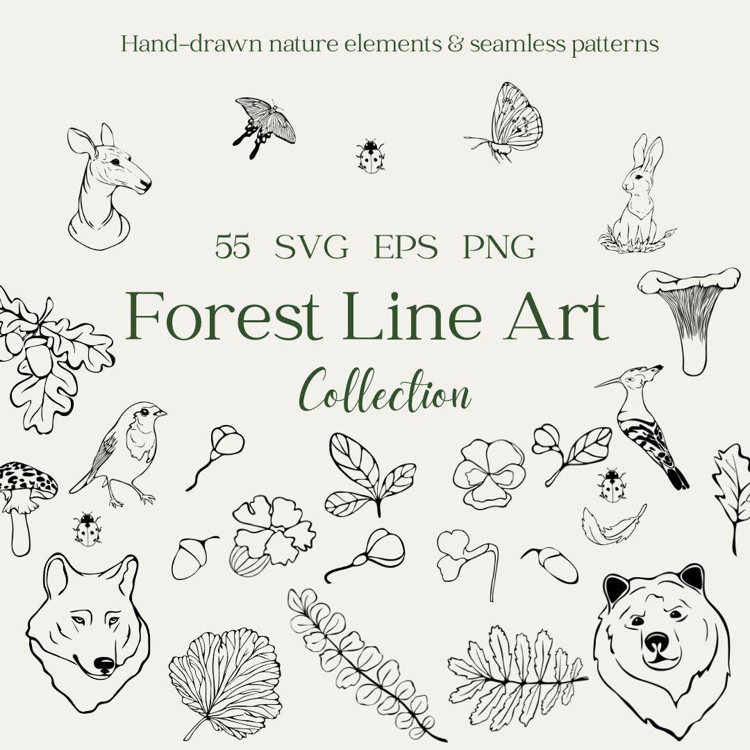 Forest Doodles Clipart Bundle: Woodland Animals & Botanical ...
