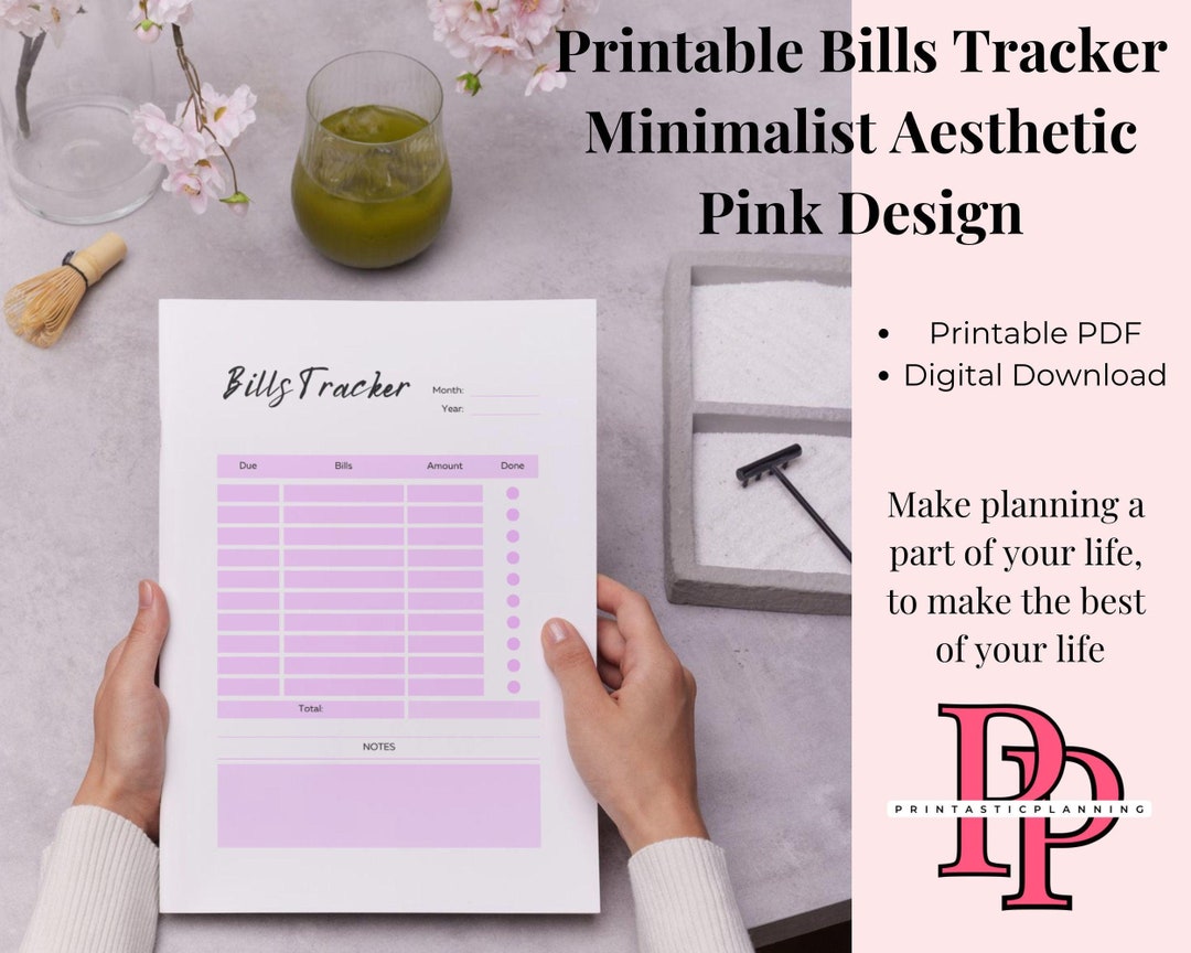 Printable Monthly Bills Tracker Template, Minimalist Organizer for ...