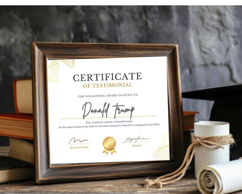 Editable Certificate of Testimonials, Recognition Plaque, Employee Gift ...