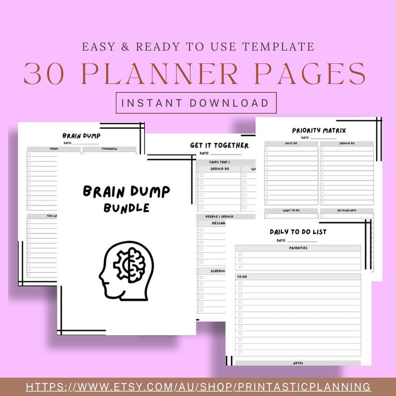 Brain Dump Bundle Planner Printables & to Do List Templates for ...