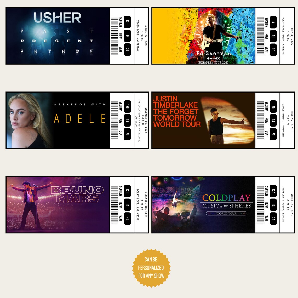 Personalized Concert Ticket Full Color Concert Surprise Voucher Full ...