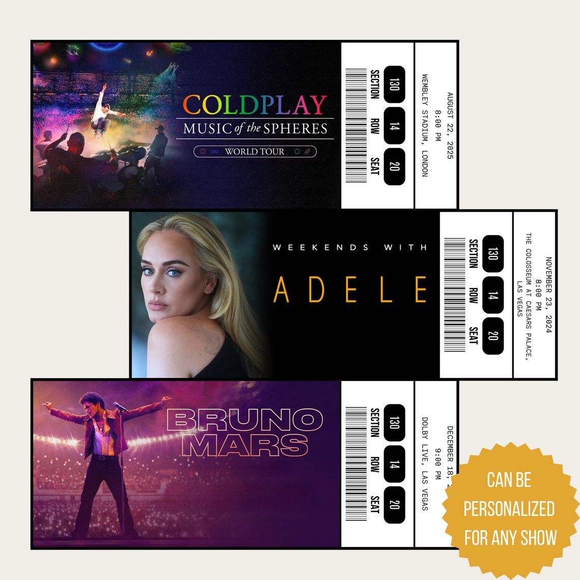 Personalized Concert Ticket Full Color Concert Surprise Voucher Full ...