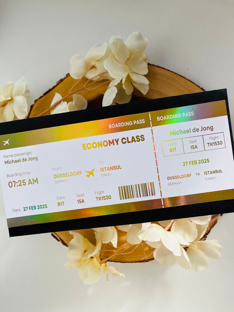 Personalized Flight Ticket | Flight Ticket | Surprise Voucher | Foil ...