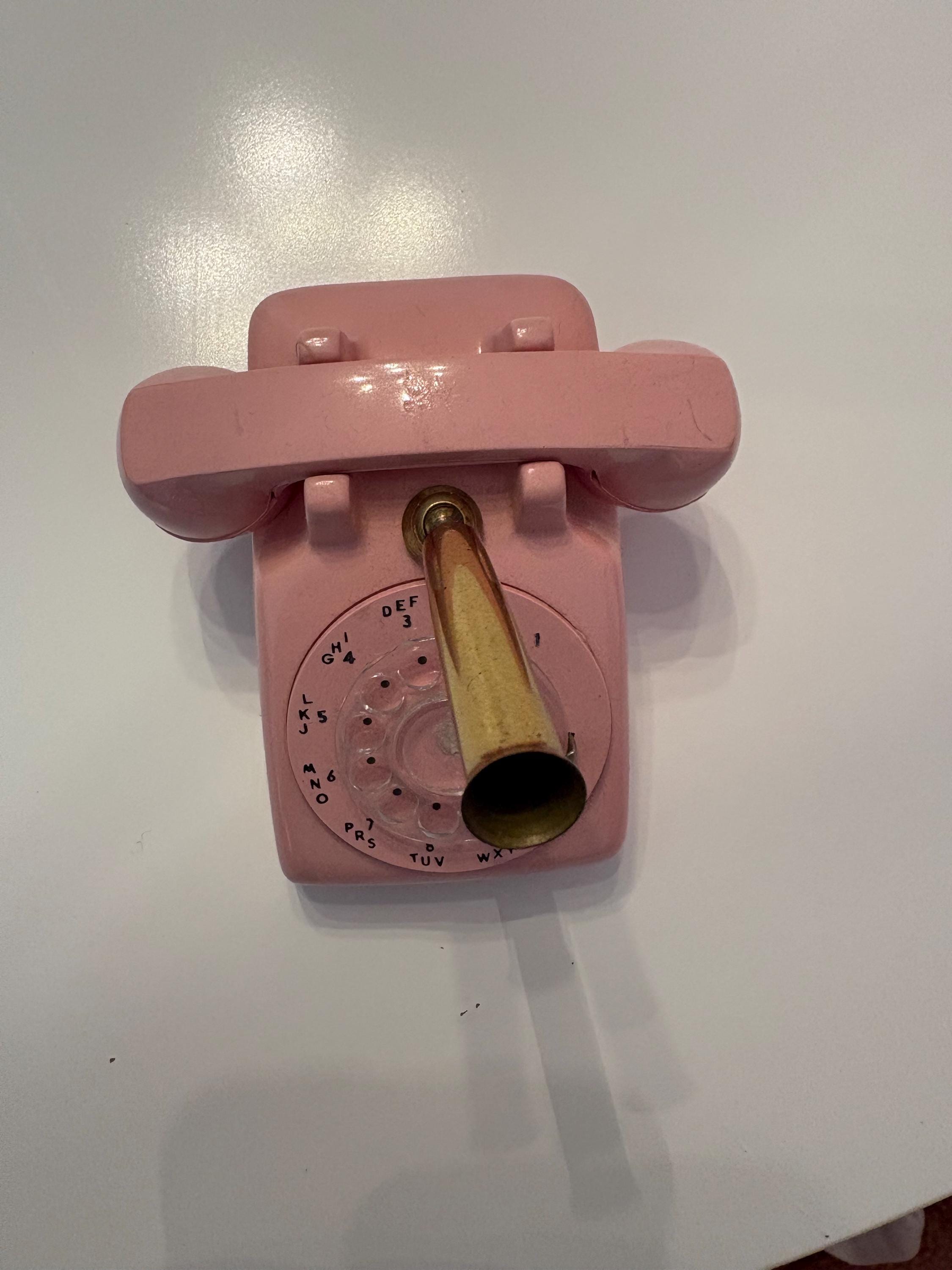 Pink Rotary Phone With Pen Holder Vintage Trinket Cutesy MCM Mid ...