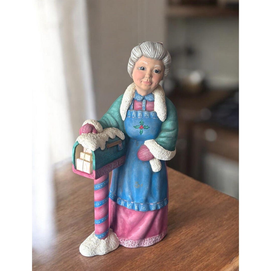 Vintage MRS. CLAUS Standing Ceramic 15" North Pole Mailbox Kitschy ...