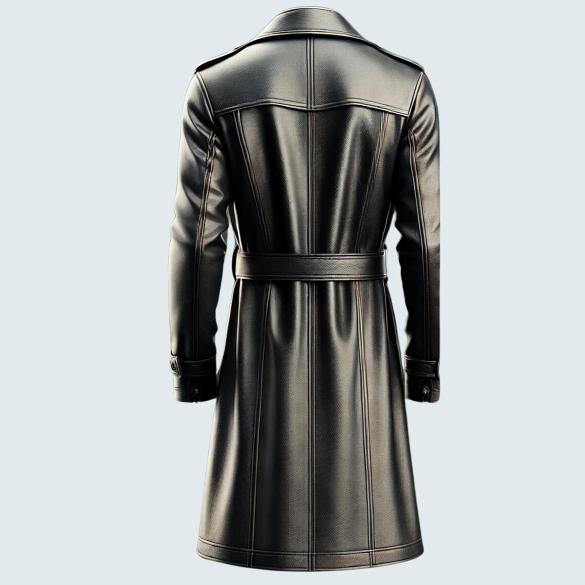 Genuine Leather Men Trench Cot - Gothic Leather Men Black Coat - Real ...