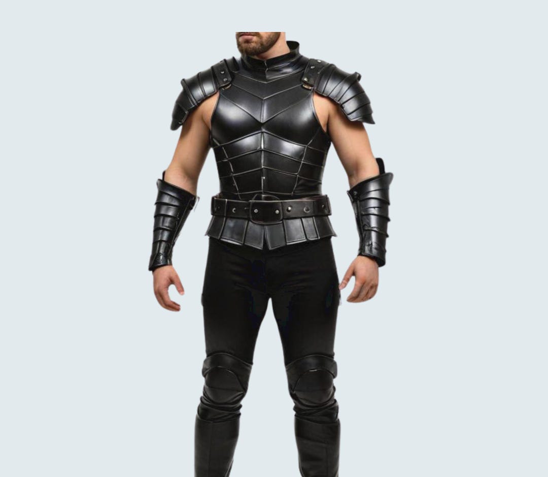 Classic Leather Men Warrior Armor - Cosplay Leather Black Armor ...
