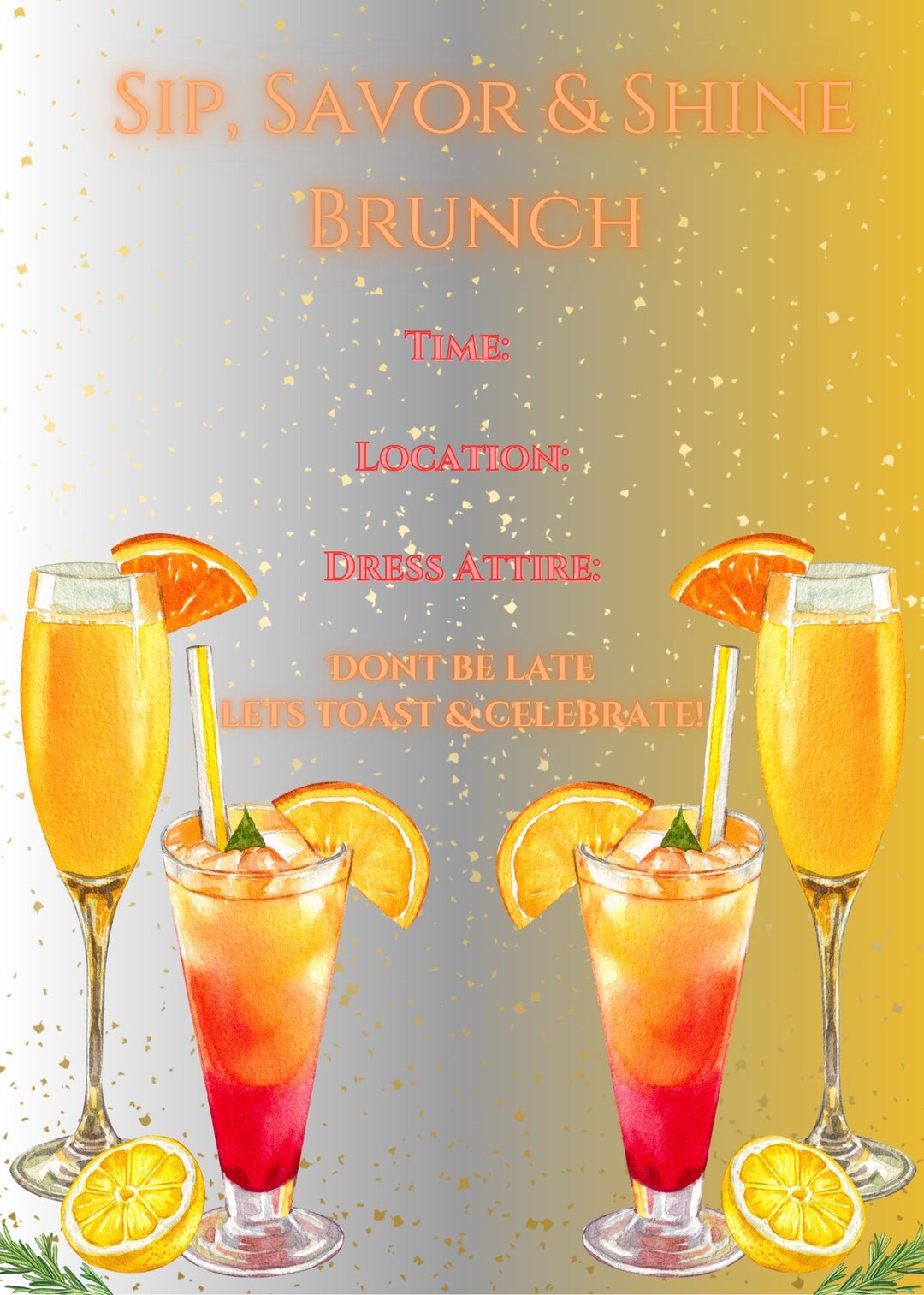 SSS Brunch Invitation Template | Animated Brunch Template - Etsy