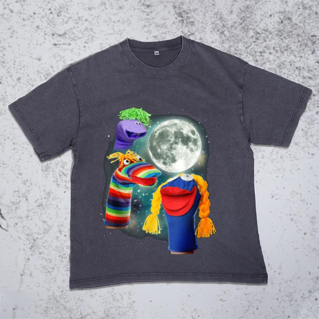 Three Sock Moon Funny Weird Cursed Puppet Meme Ugly T-shirt Oversized ...