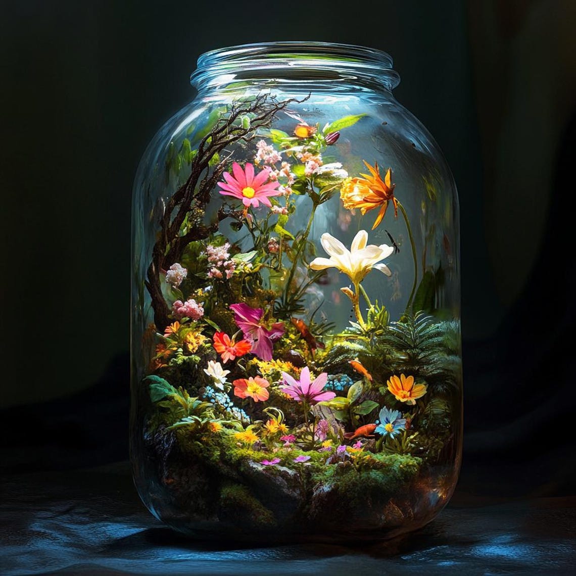 Botanical Garden in a Jar | Surreal Miniature Flower Terrarium Art ...