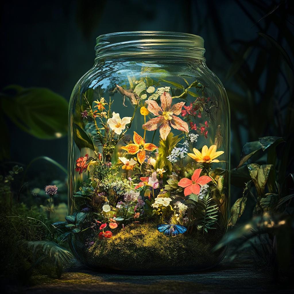 Botanical Garden in a Jar | Surreal Miniature Flower Terrarium Art ...