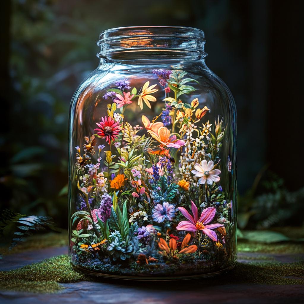 Botanical Garden in a Jar | Surreal Miniature Flower Terrarium Art ...