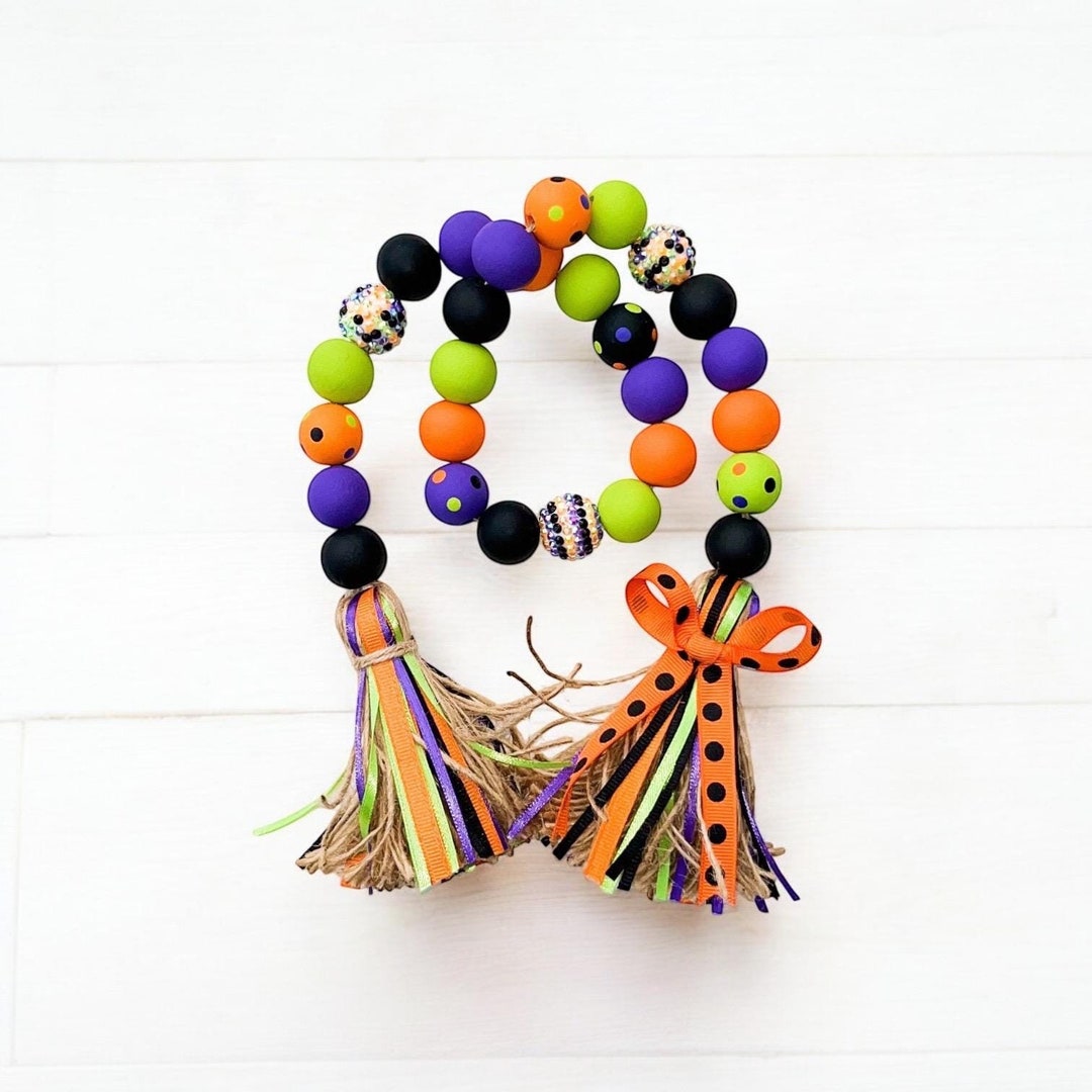 Hocus Pocus Wood Bead Garland, Halloween Tiered Tray Decor, Beaded ...