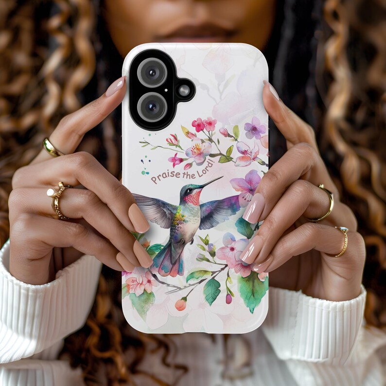 Christian Phone Case Floral Hummingbird, Praise the Lord Personalized ...