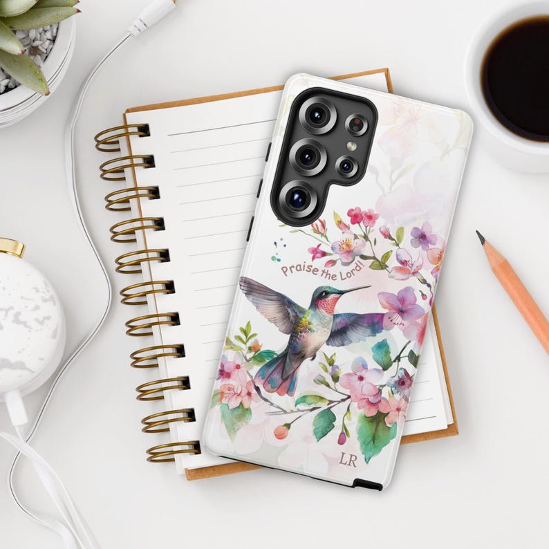 Christian Phone Case Floral Hummingbird, Praise the Lord Personalized ...