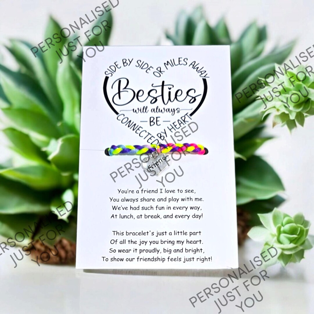 Personalised Bestie Friend Friendship Bracelet With Poem - Etsy UK