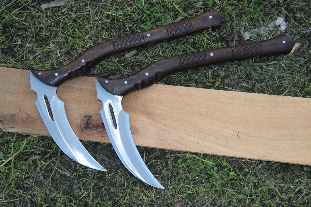 Handmade Japanese Kama Set of 2 Pice: 5160 Steel Martial Arts Training ...