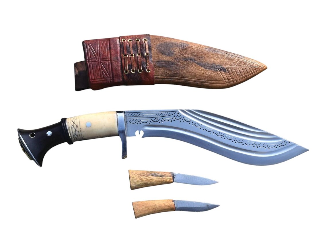 Handmade Nepalese Kukri Gangawala - 10 Inch Inch Water-tempered Blade ...