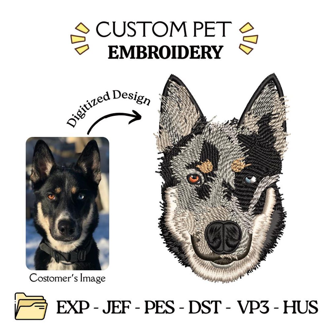 Custom Dog Portrait Embroidery Pattern, Custom Pet Embroidery Design ...