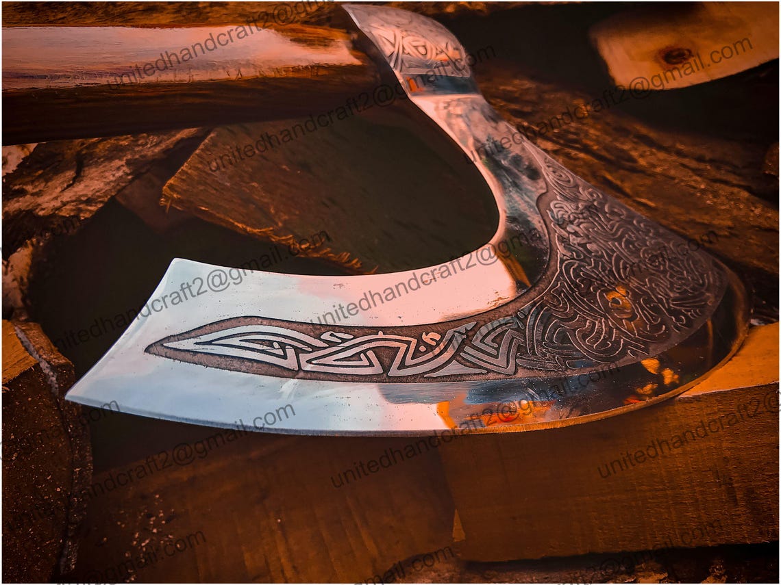 Custom Engraved Viking Axe With Leather Sheath, Tomahawk Axe Fully ...