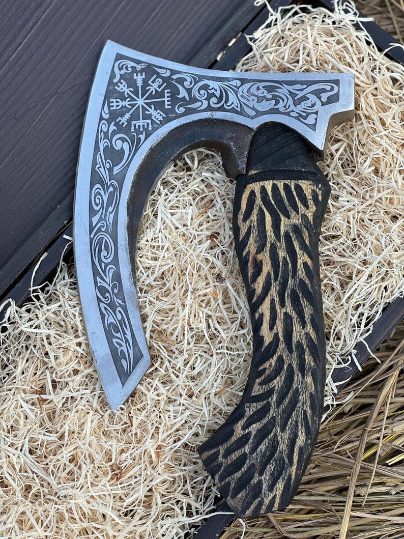 Pizza Cutter Axe Unique Viking Style Black Wood Handle for Camping or ...
