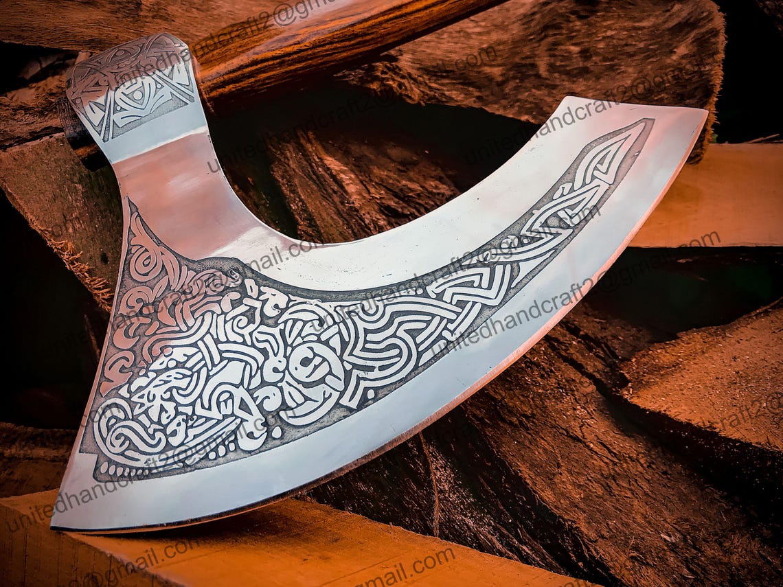 Custom Engraved Viking Axe With Leather Sheath, Tomahawk Axe Fully ...