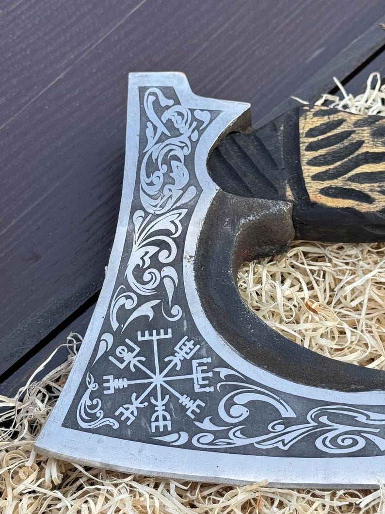 Pizza Cutter Axe Unique Viking Style Black Wood Handle for Camping or ...