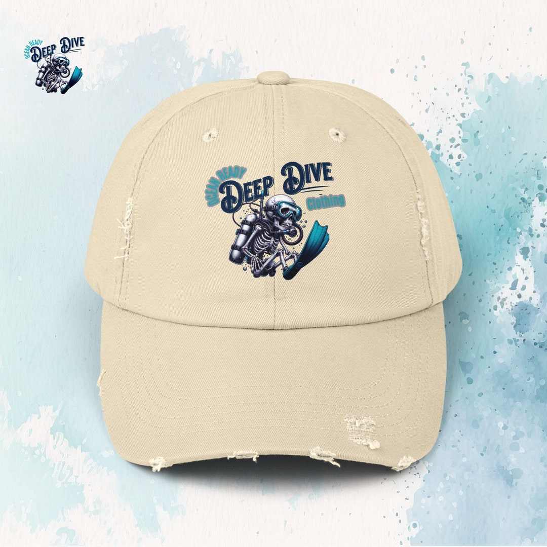 Cool Distressed Scuba Dive Deep Dive Baseball Cap, Deep Dive Clothing ...
