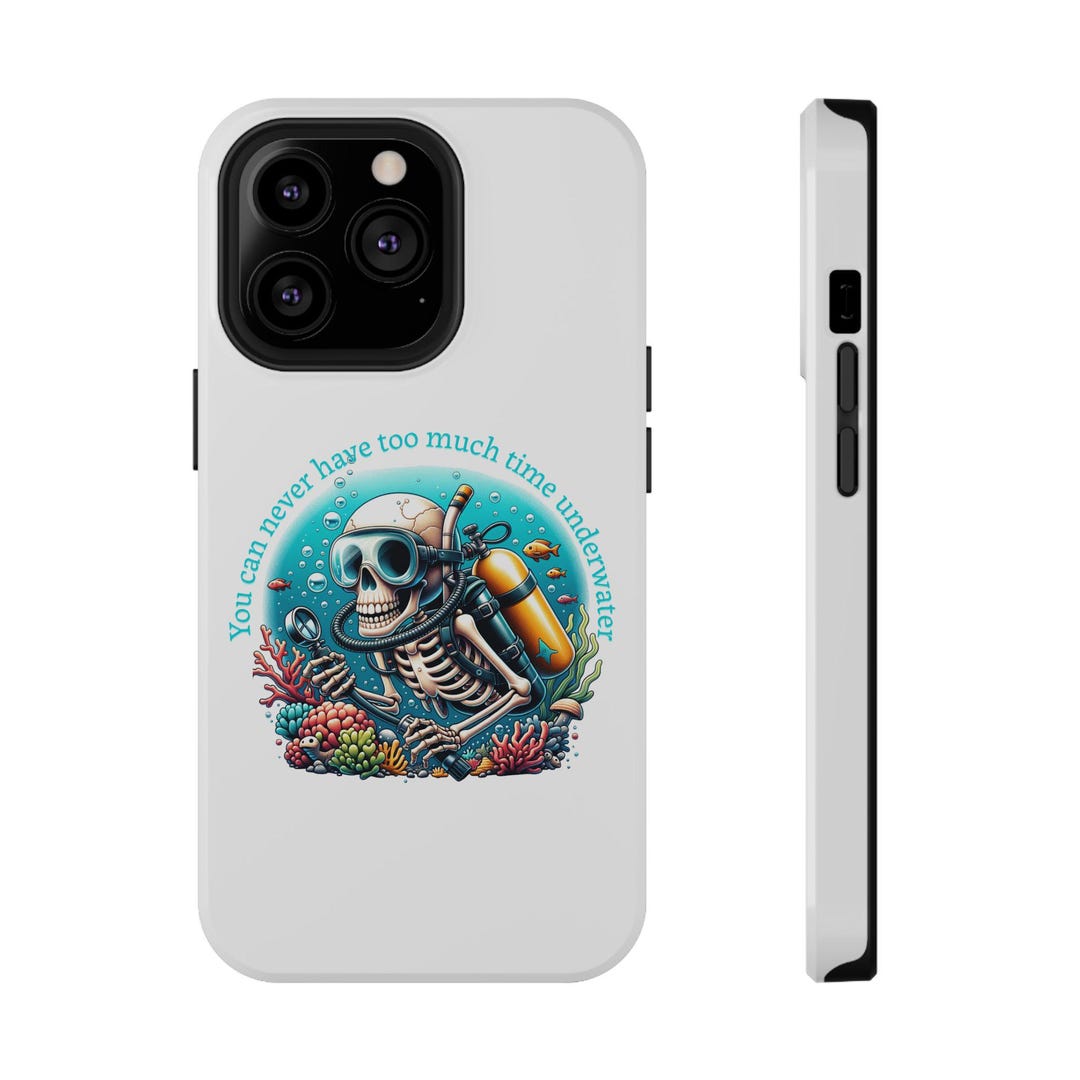 Skeleton Diver Impact-resistant Phone Case, Scuba Diving Skeleton Phone ...