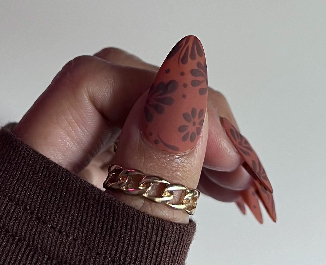 Cazuela De Barro, Mexican Press on Nails, Talavera Nails, Handmade ...