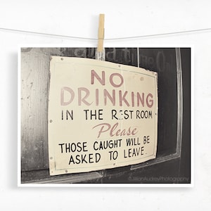 Bathroom Art, Funny Bar Sign Photography, Vintage Style Retro Bar Sign ...