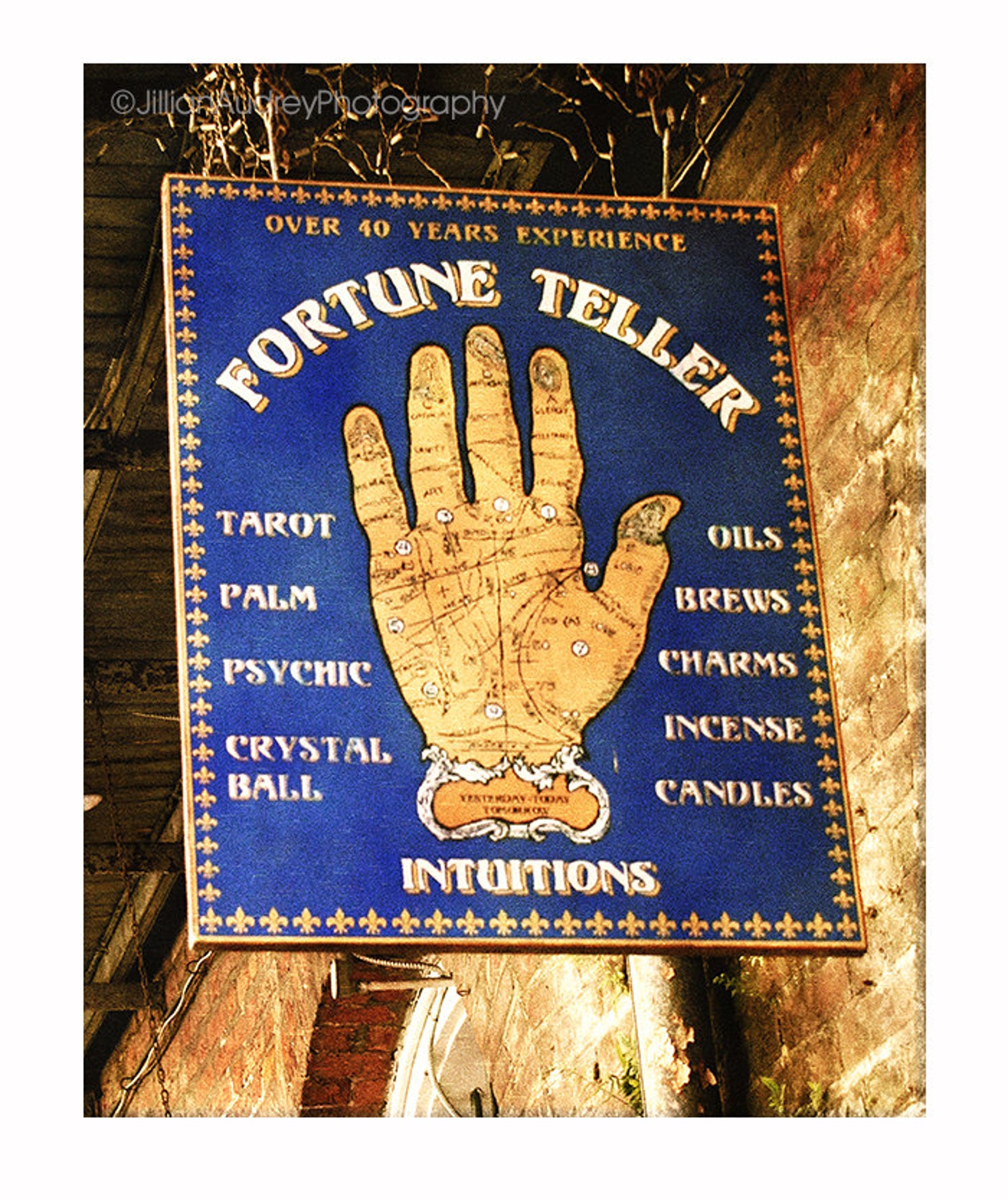 Fortune Teller, Sign Photography, New Orleans Photograph, Gold and Navy ...