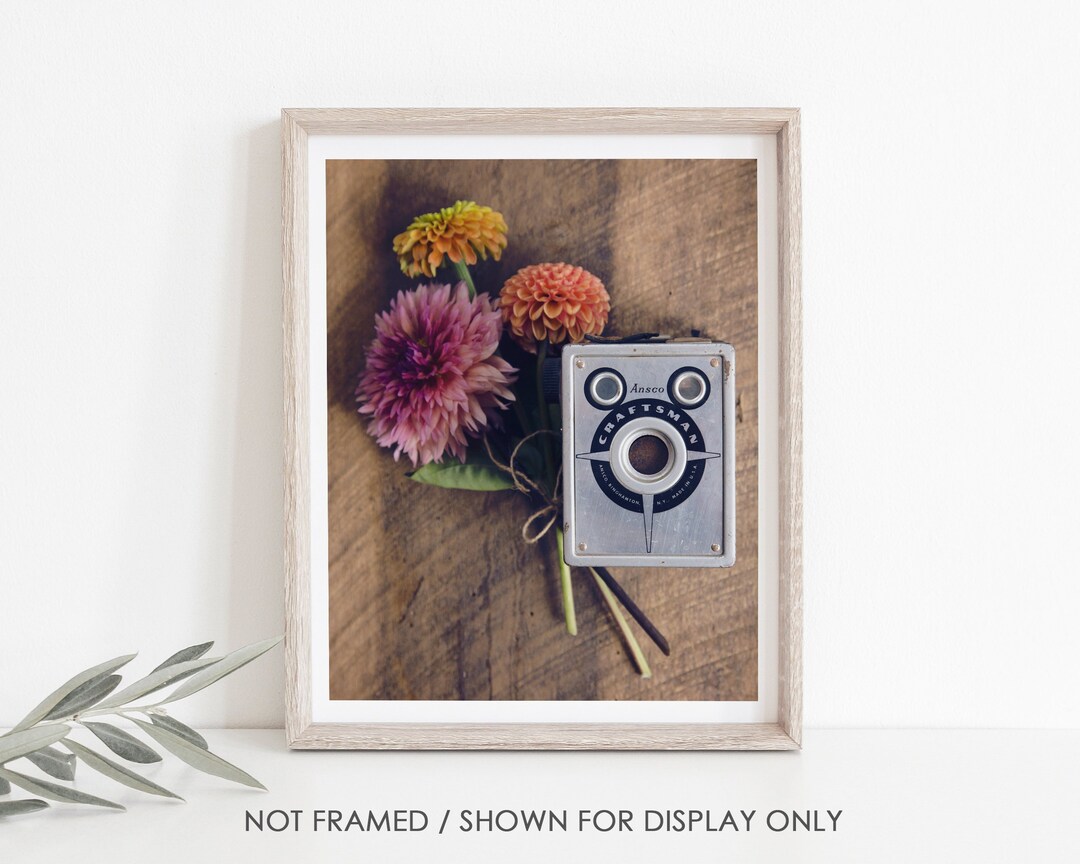 Ansco Craftsman Box Camera and Flowers Photograph, Still Life Camera ...