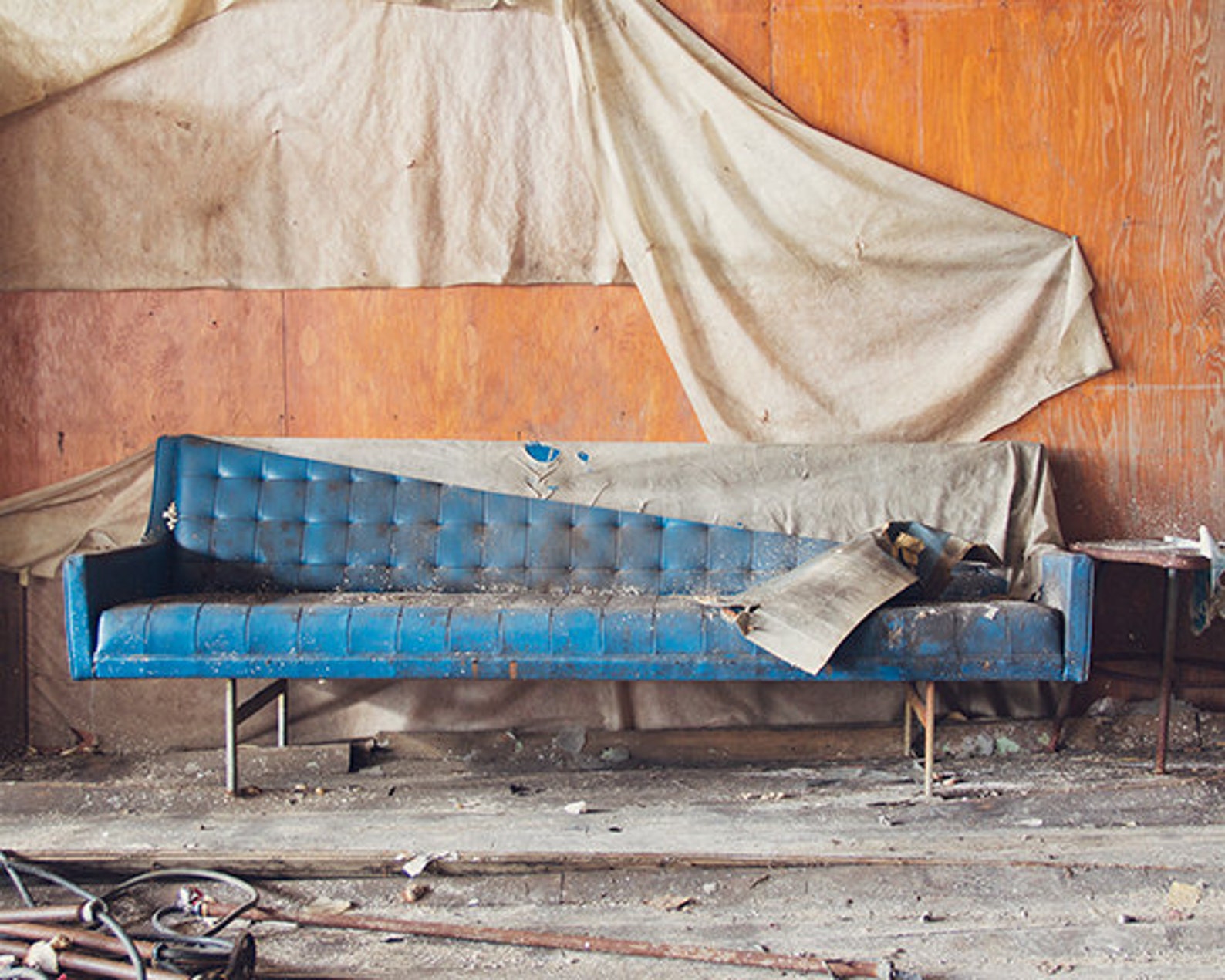 Vintage Blue Couch Photography, Still Life Architecture Photograph ...