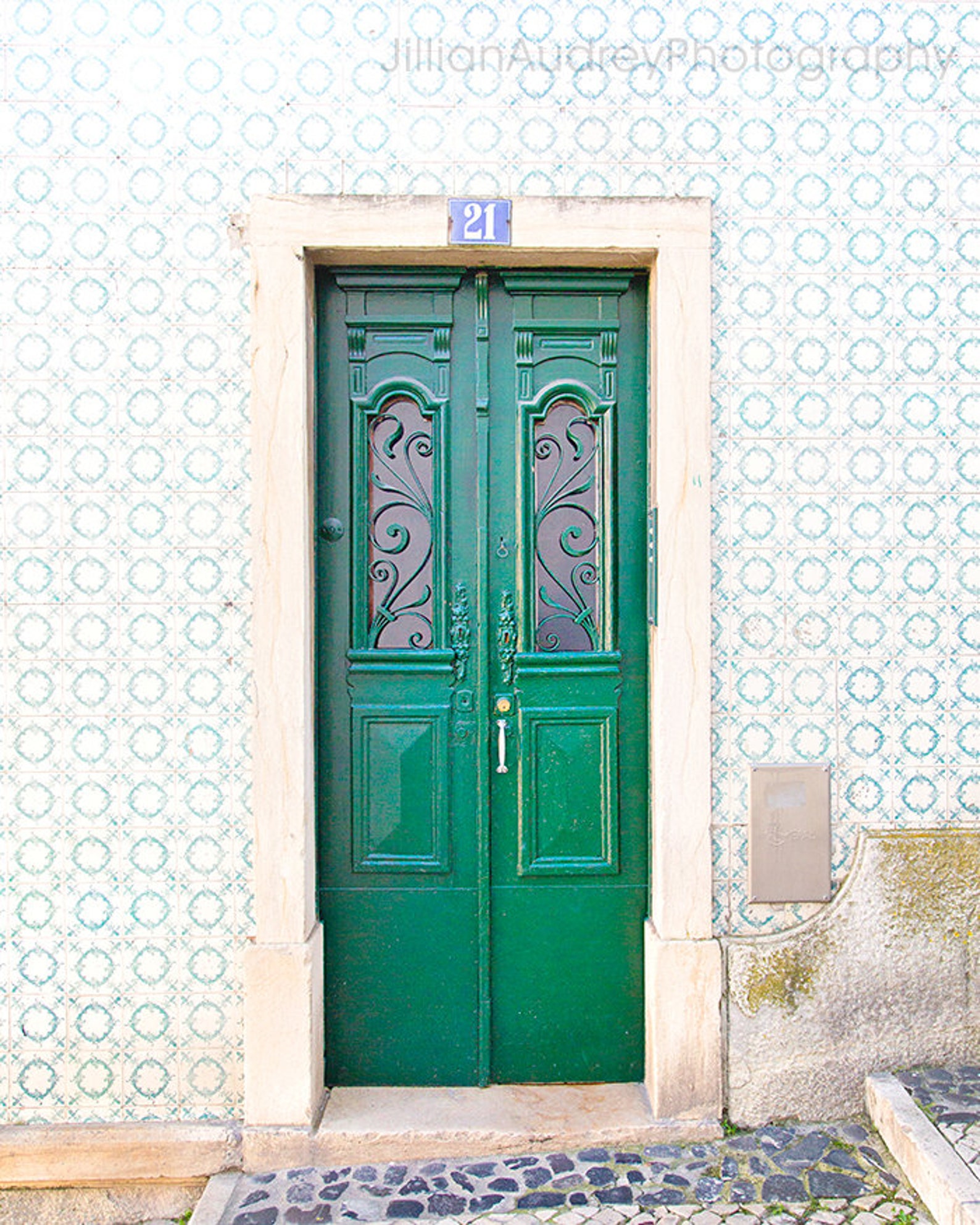 Green Door Photograph Lisbon Door Lisbon Tile Travel - Etsy