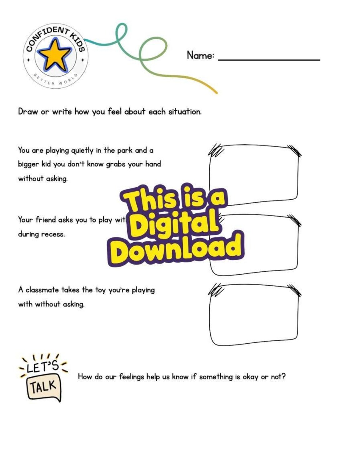 Situations and Feelings Worksheet - Etsy