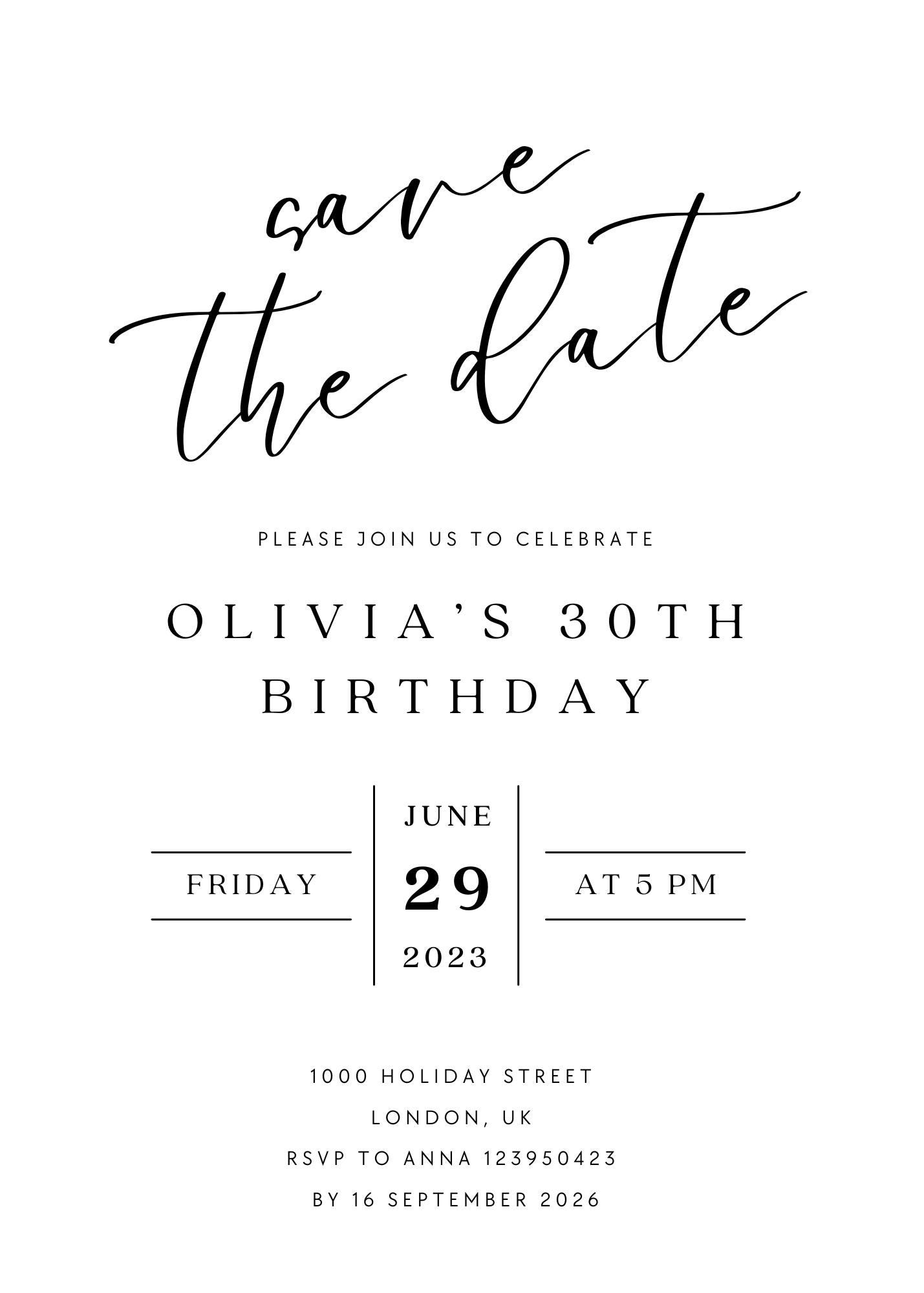 Save the Date Invitation Template, Editable Surprise Birthday Party ...