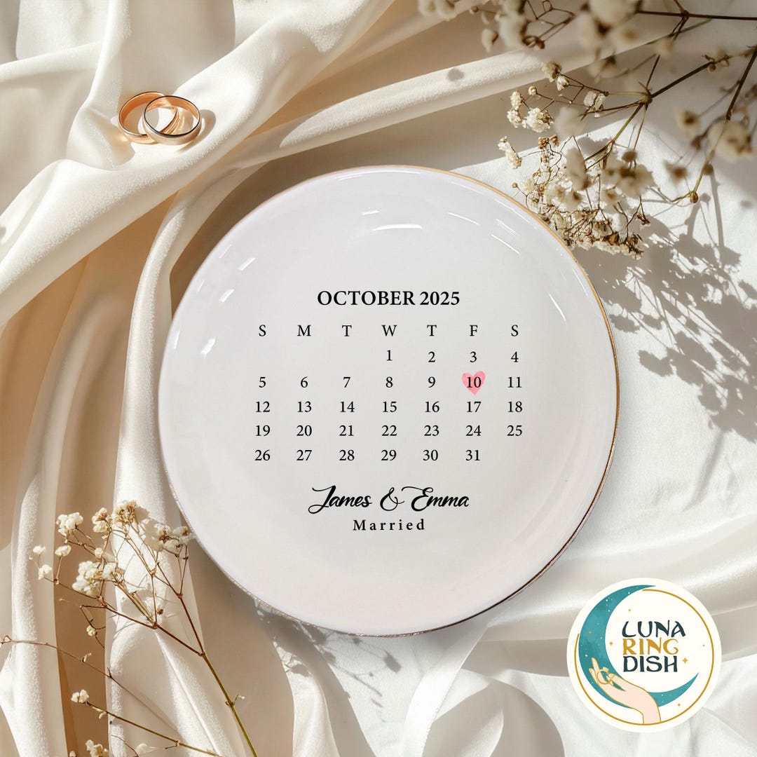 Custom Wedding Calendar Date Ring Dish,personalized Wedding Date ...