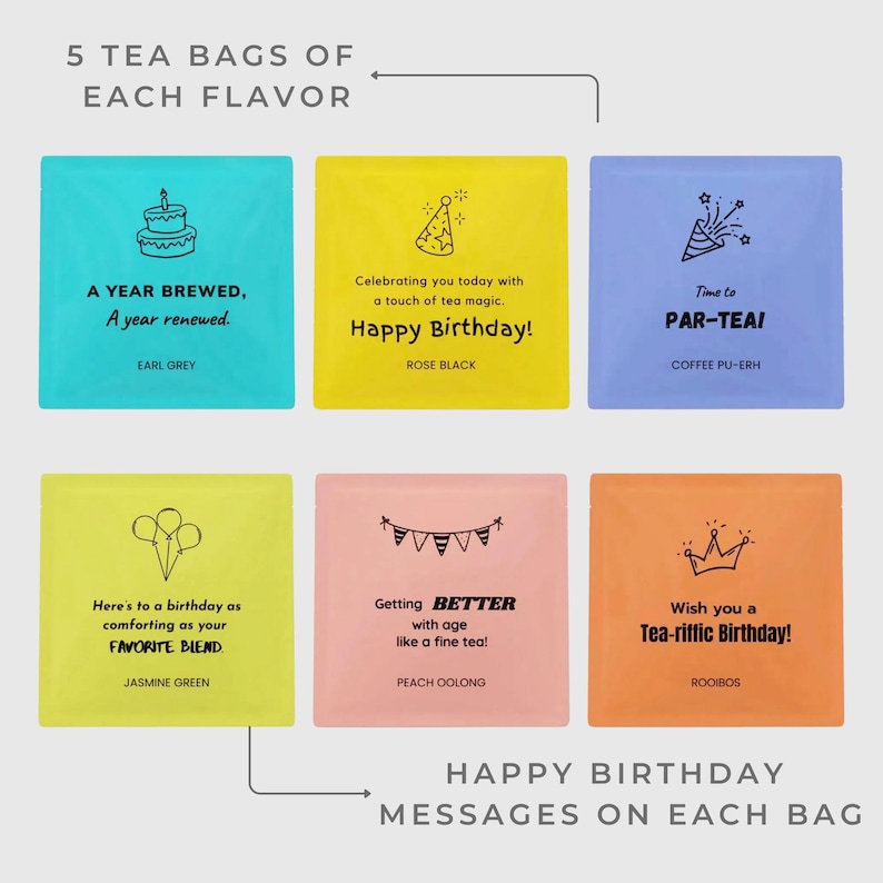 Birthday Tea Gift Set, Premium Whole Leaf Tea Sampler, Celebration ...