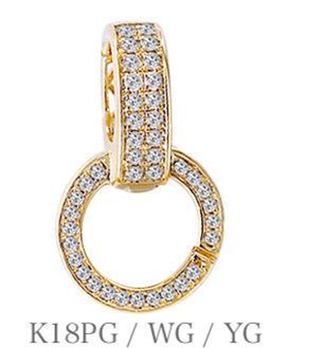 18K Solid Gold Connector Diamonds Bail-pendant Clasp Yellow Gold White ...