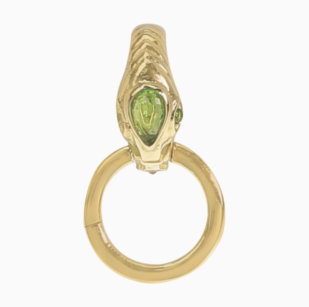 18K Solid Gold Tsavorite Locking Bail – Yellow Gold Pendant Clasp ...