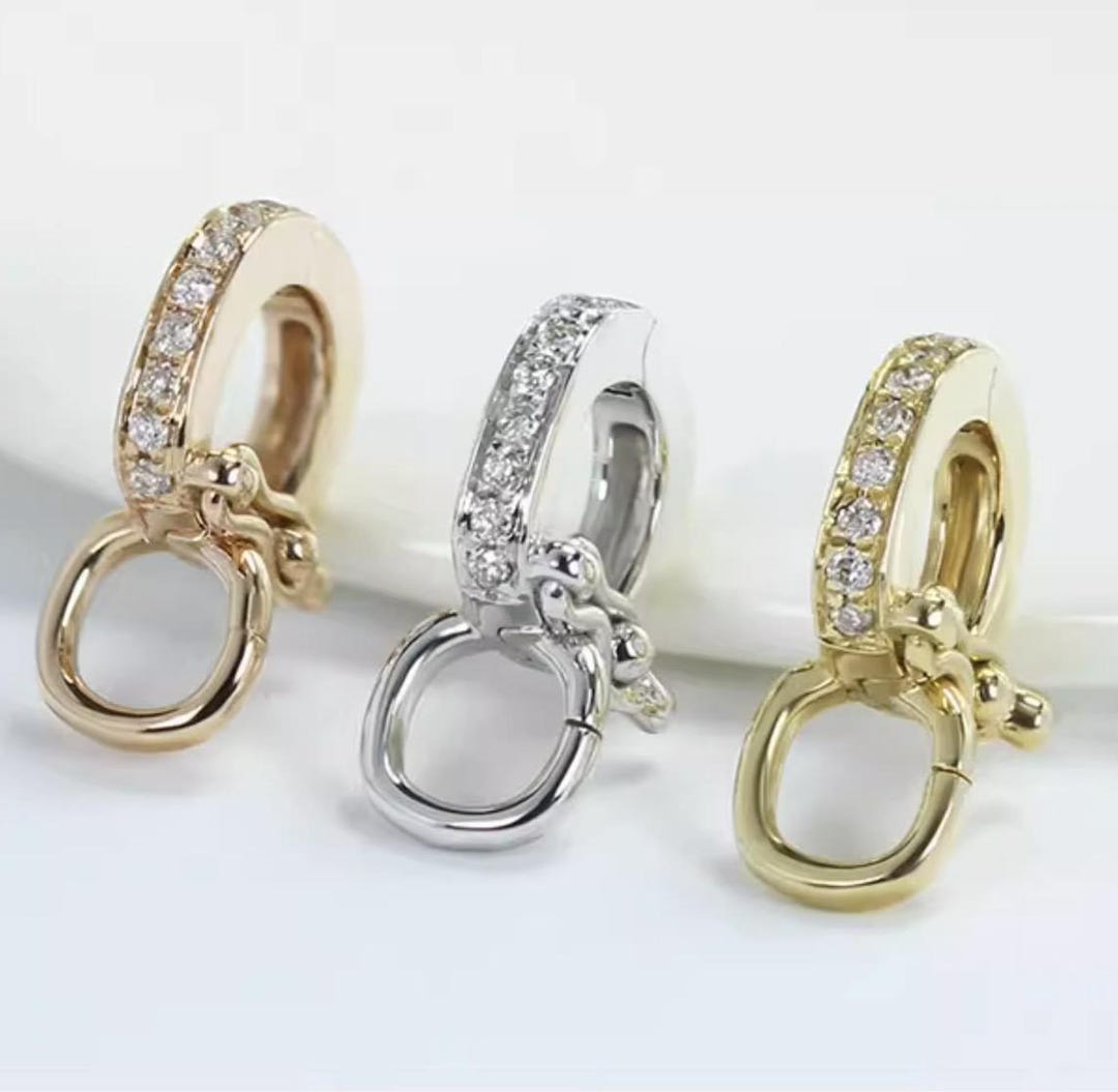 18K YG WG PG Solid Gold Connector Bail-pendant Bail Clasp Diamonds ...