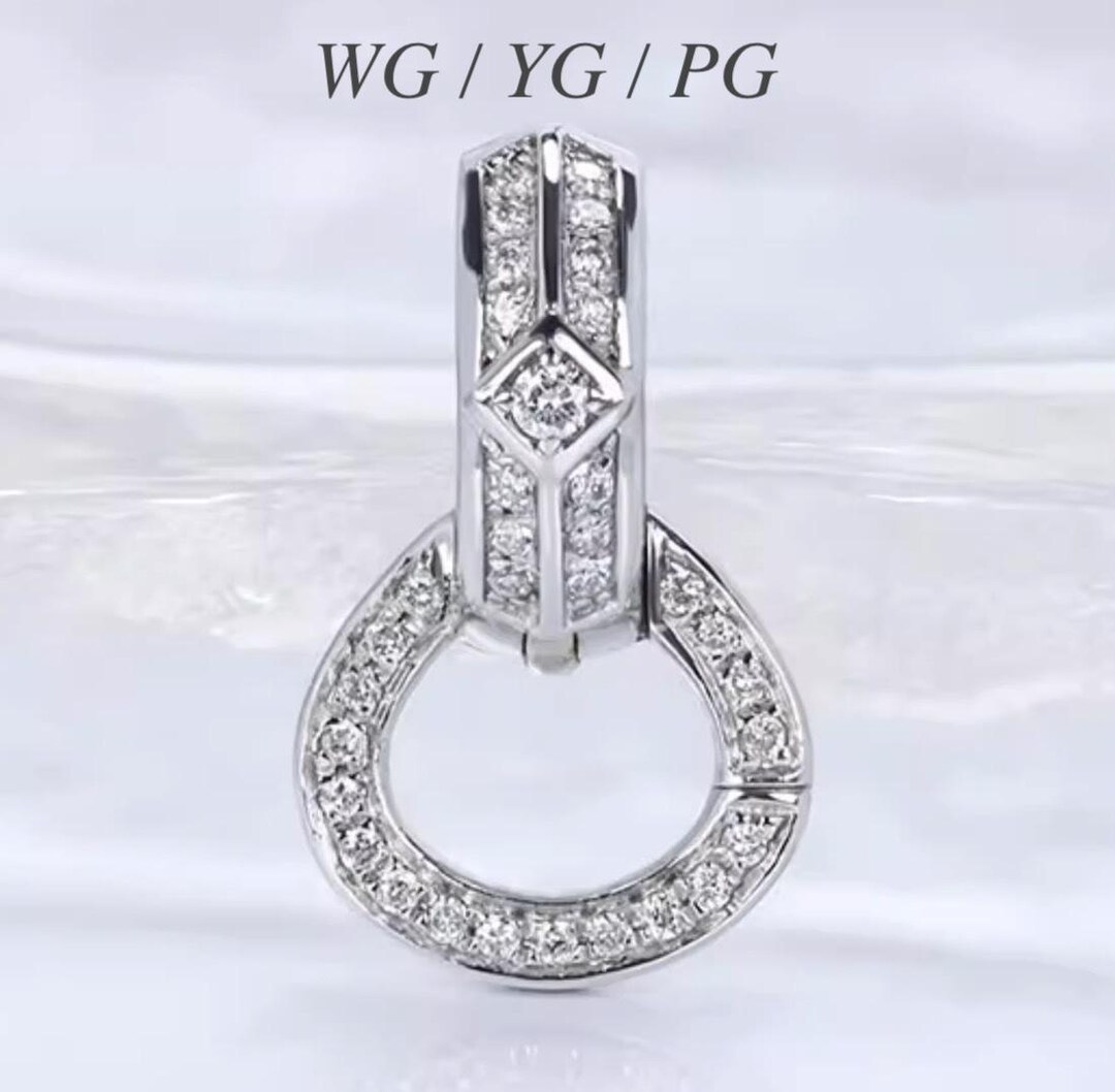 18K YG WG PG Solid Gold Connector Bail-pendant Bail Clasp Diamonds ...