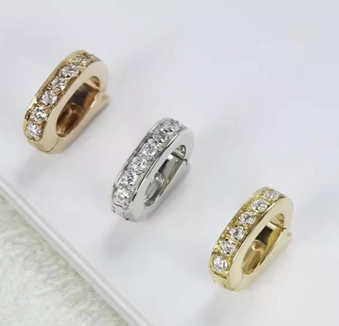 18K Solid Gold Diamond Pendant Bail Connector | Oval Clasp With ...